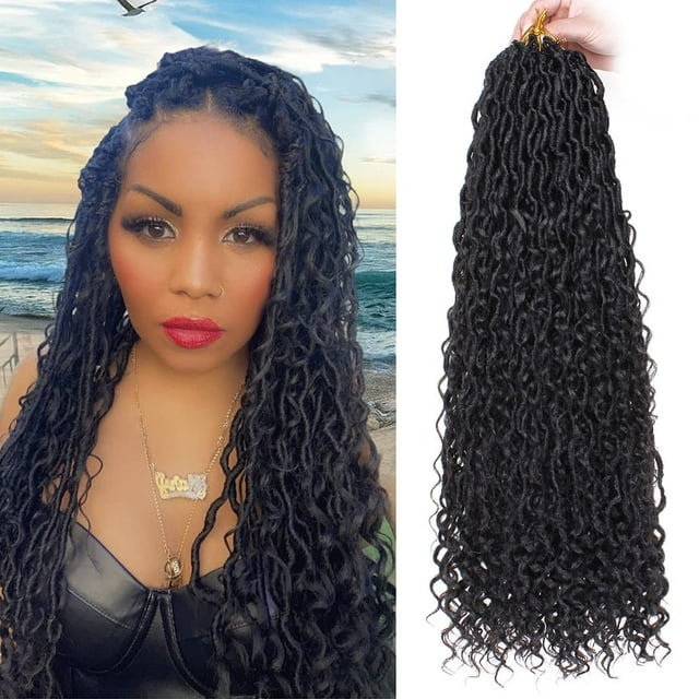 ZRQ 8 Packs Goddess Locs Crochet Hair 24 Inch Boho Locs Hair Black, Pre ...