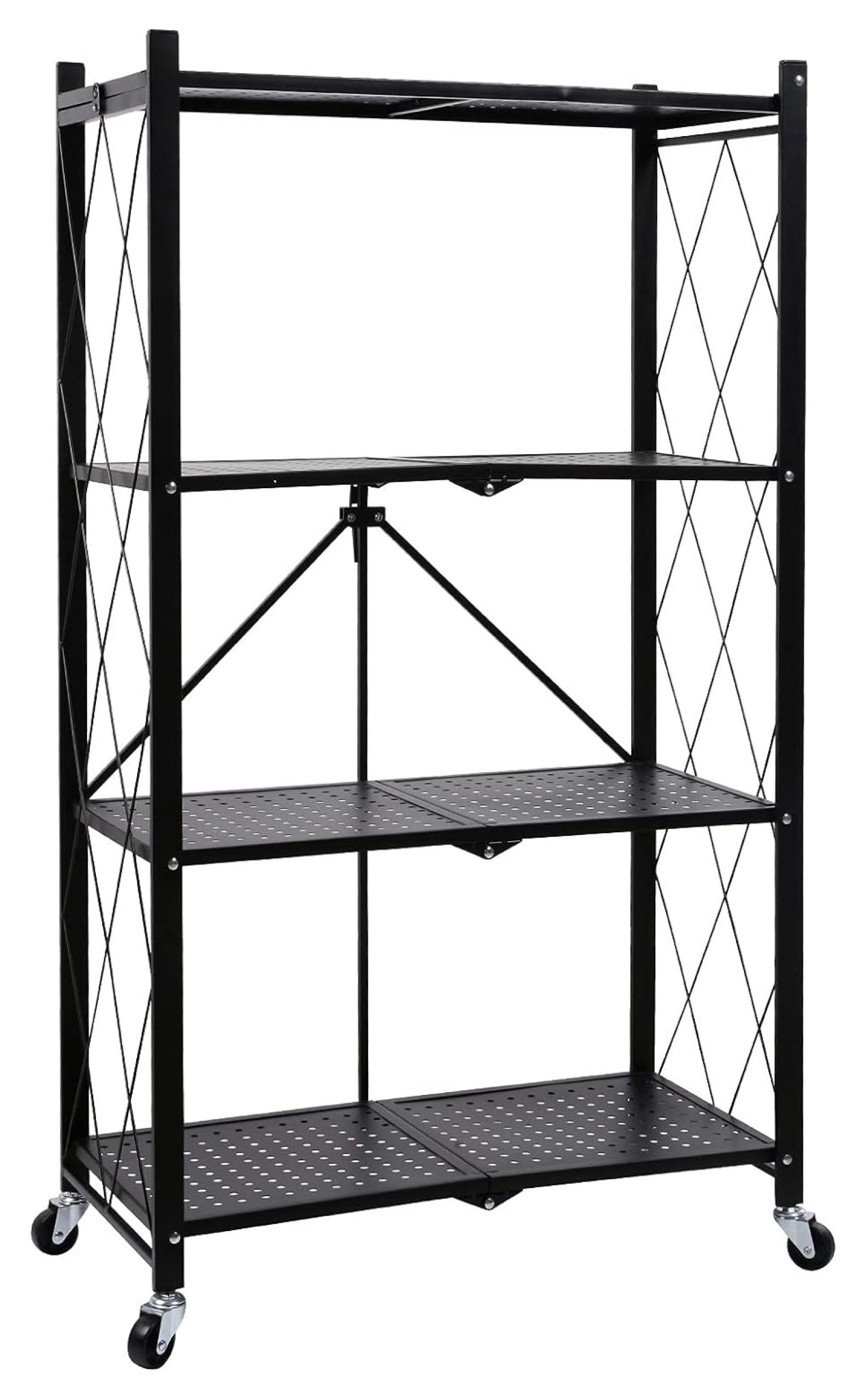 ZRQarq 4-Tier Heavy Duty Foldable Metal Rack Storage Shelving Unit with ...
