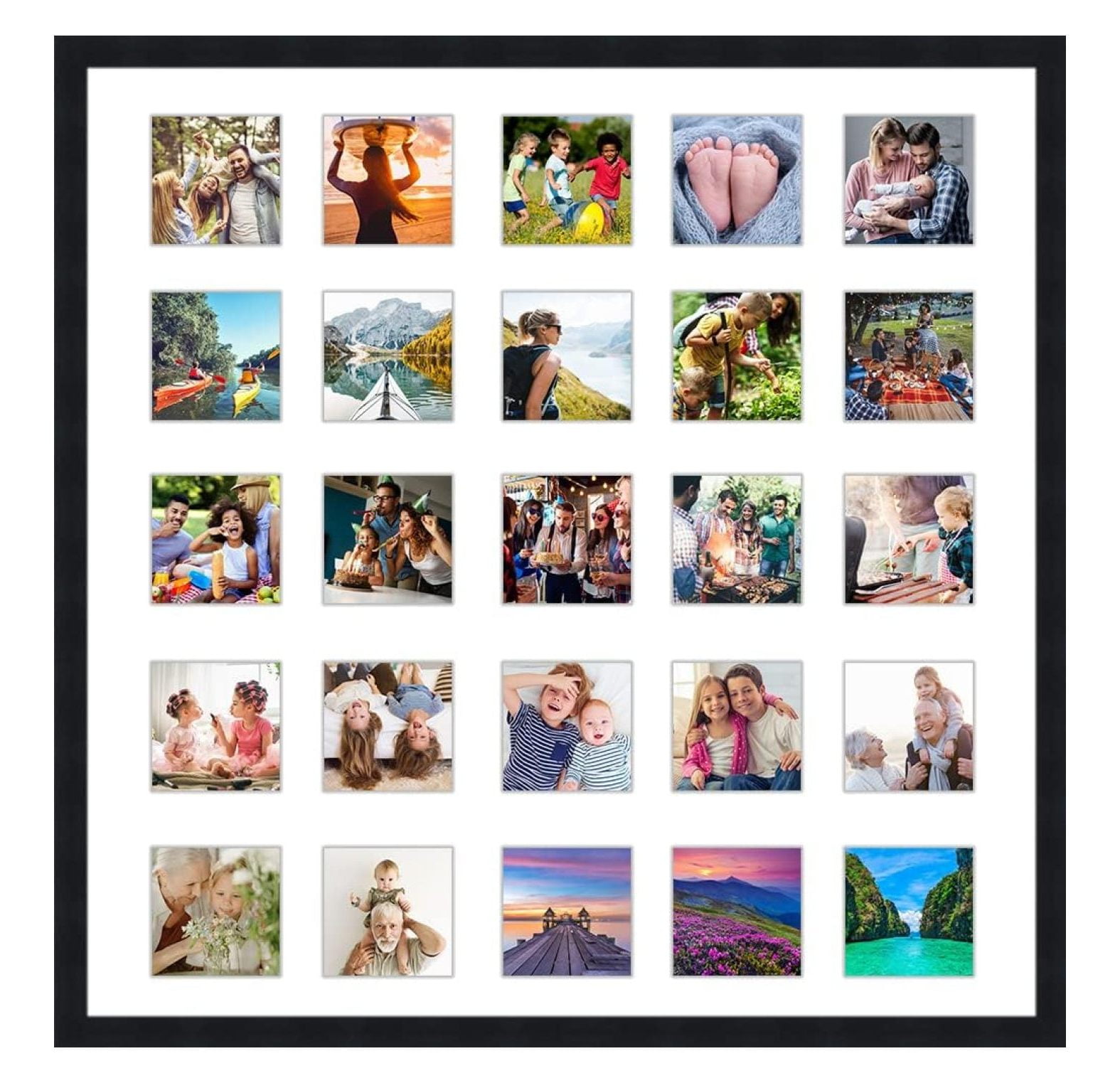 ZRQarq Black Collage Frame With Mat - 22x22 Frame For (25) 4" x 4 ...