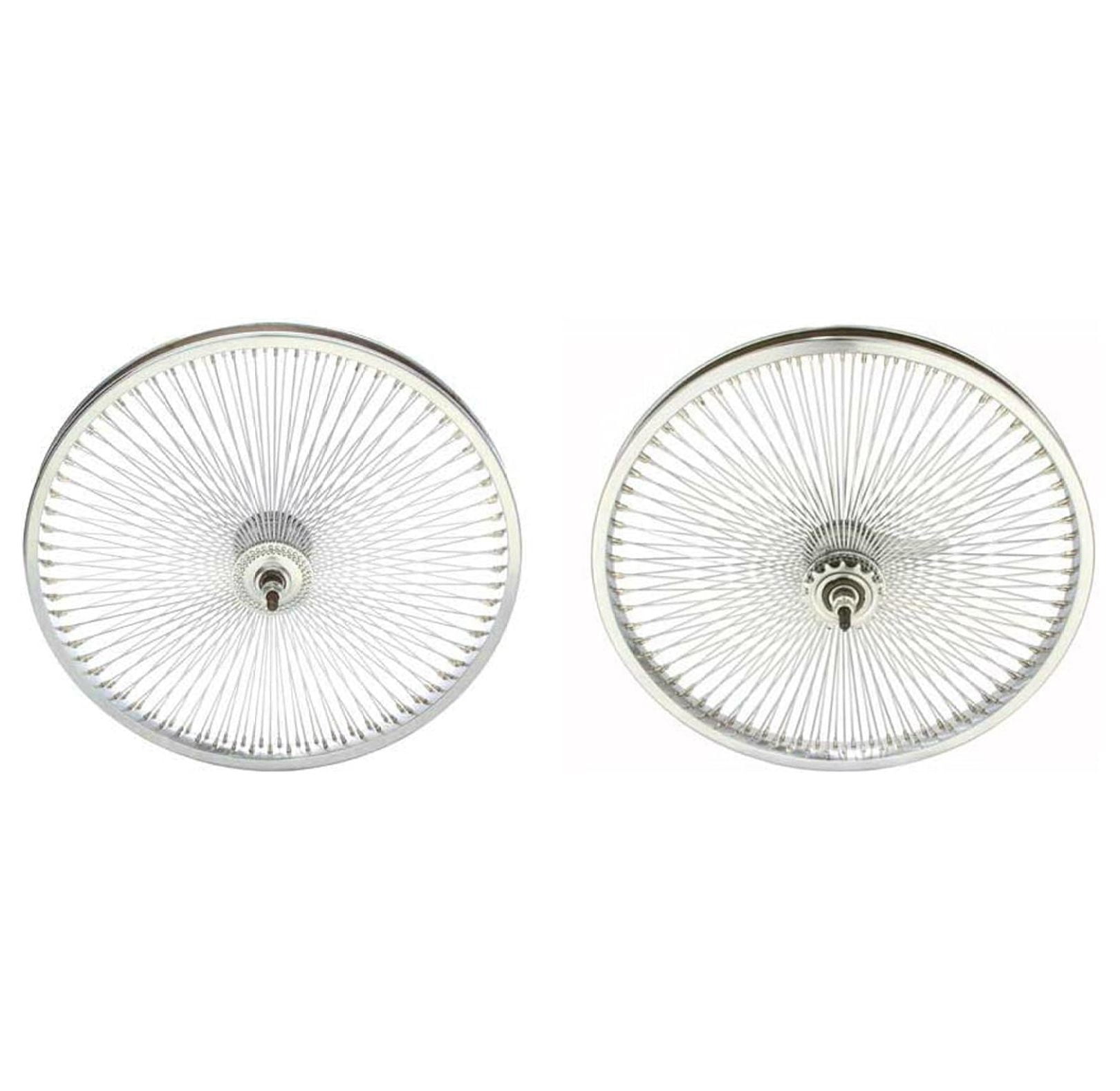 ZRQarq Chrome 20" 144 Spoke Wheel Set. Front and Back Coaster Wheel ...