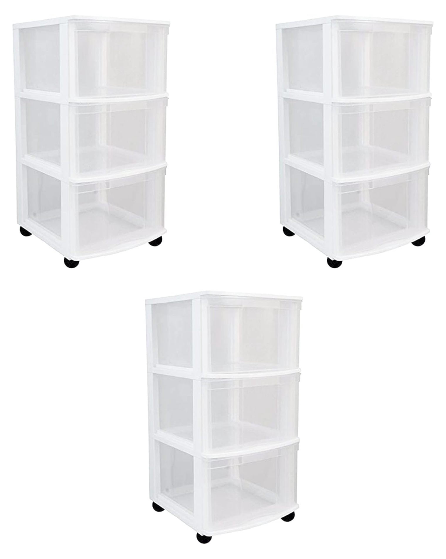 ZRQarq Classic 3 Drawer Organizer Cart, Plastic Drawer Storage Dresser ...
