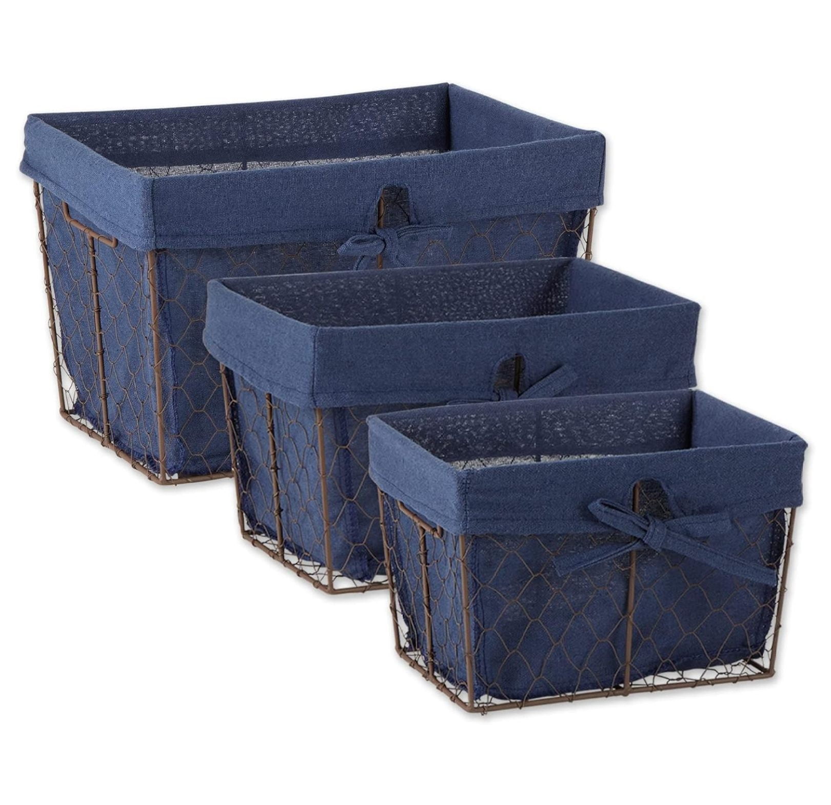 ZRQarq Farmhouse Chicken Wire Storage Baskets with Liner, Set of 3 ...