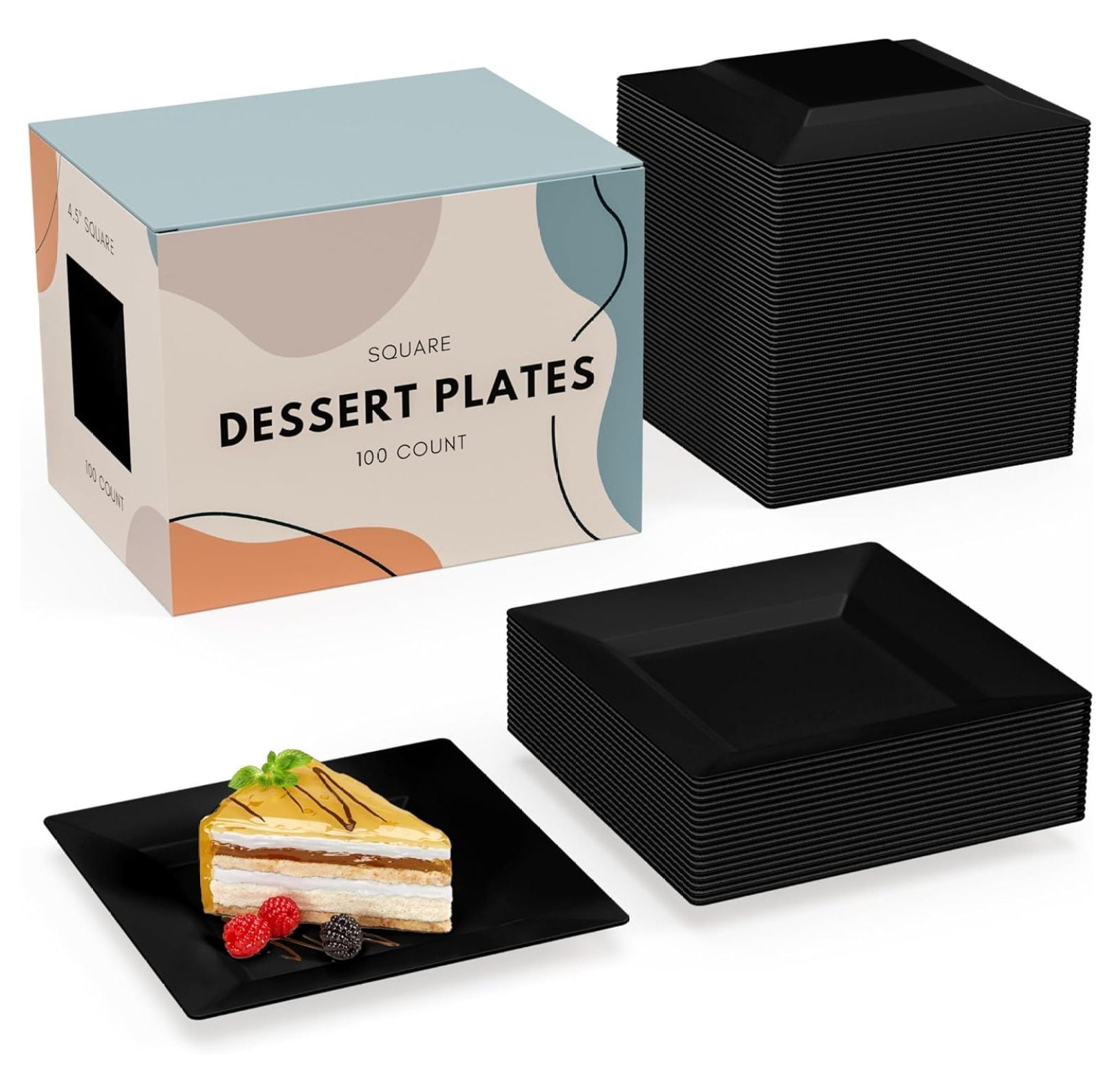 ZRQarq Mini Disposable Appetizer Plates - 100 Pack 4.5 In. x 4.5 In ...