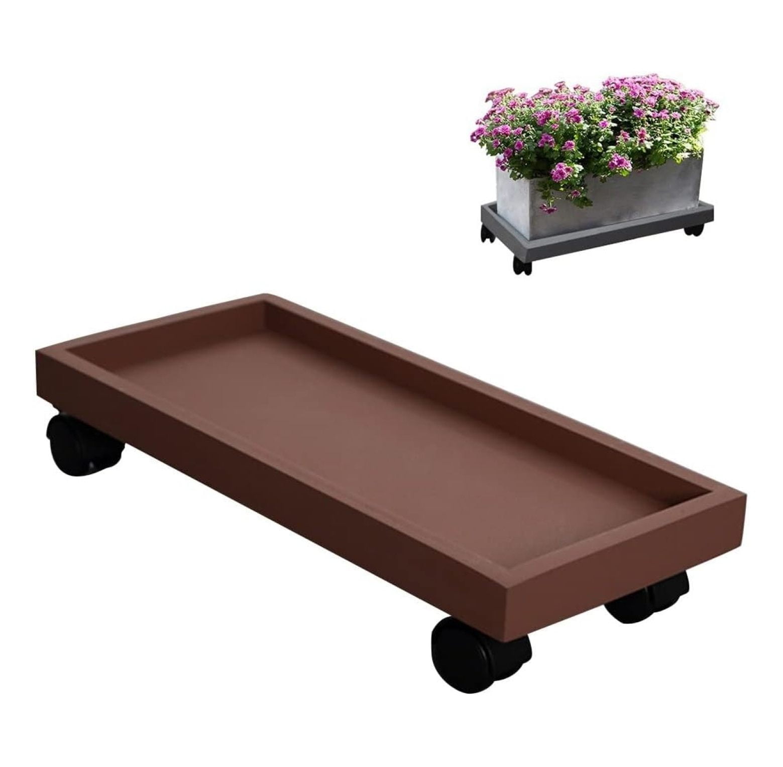 ZRQarq Planter Potted Trolley Plant Caddies with Lockable Wheels,Flower ...