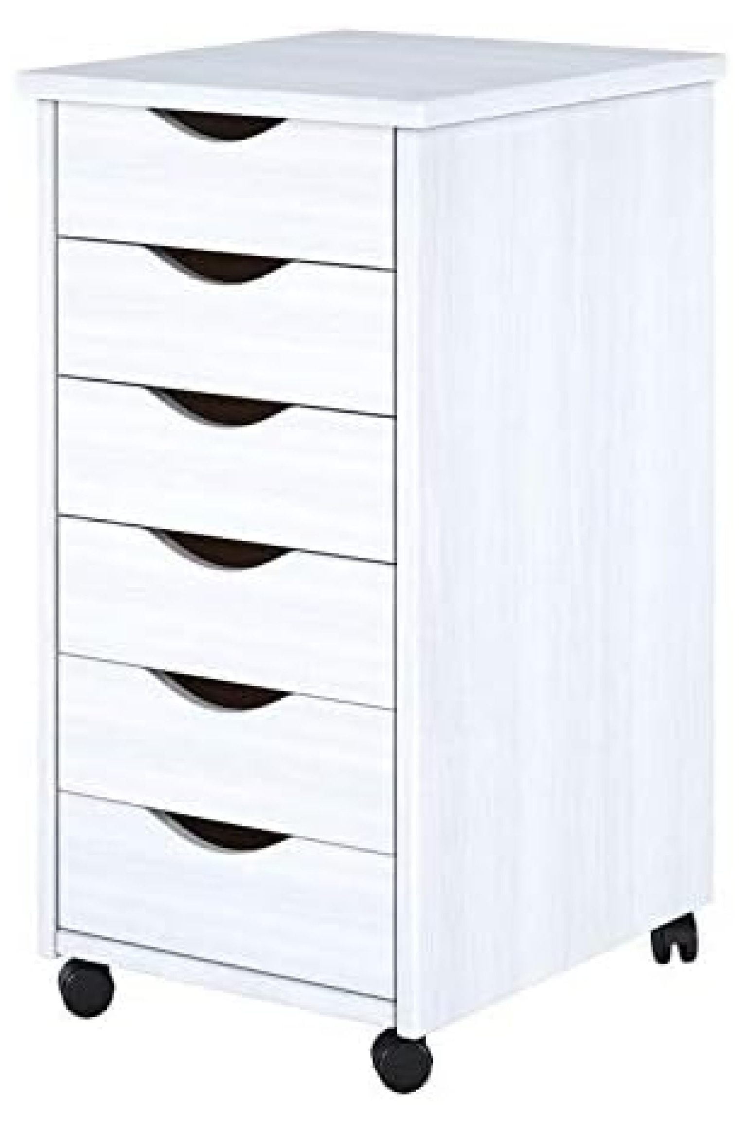 ZRQarq Solid Wood 6 Drawer Roll Cart - White Traditional Rolling ...