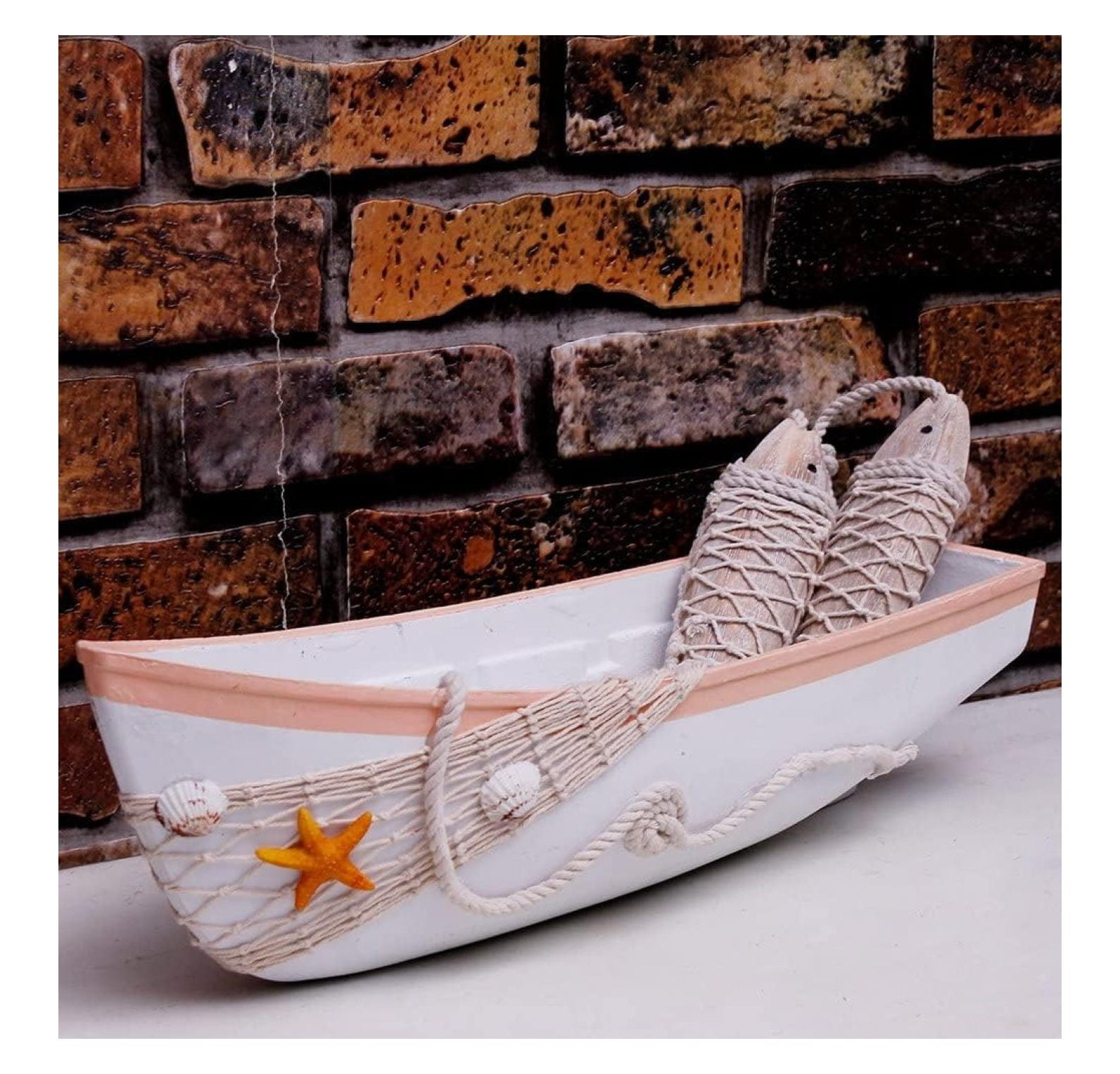 ZRQarq White Wooden Boat Tray Decor Decorative Nautical Boat Ornament ...
