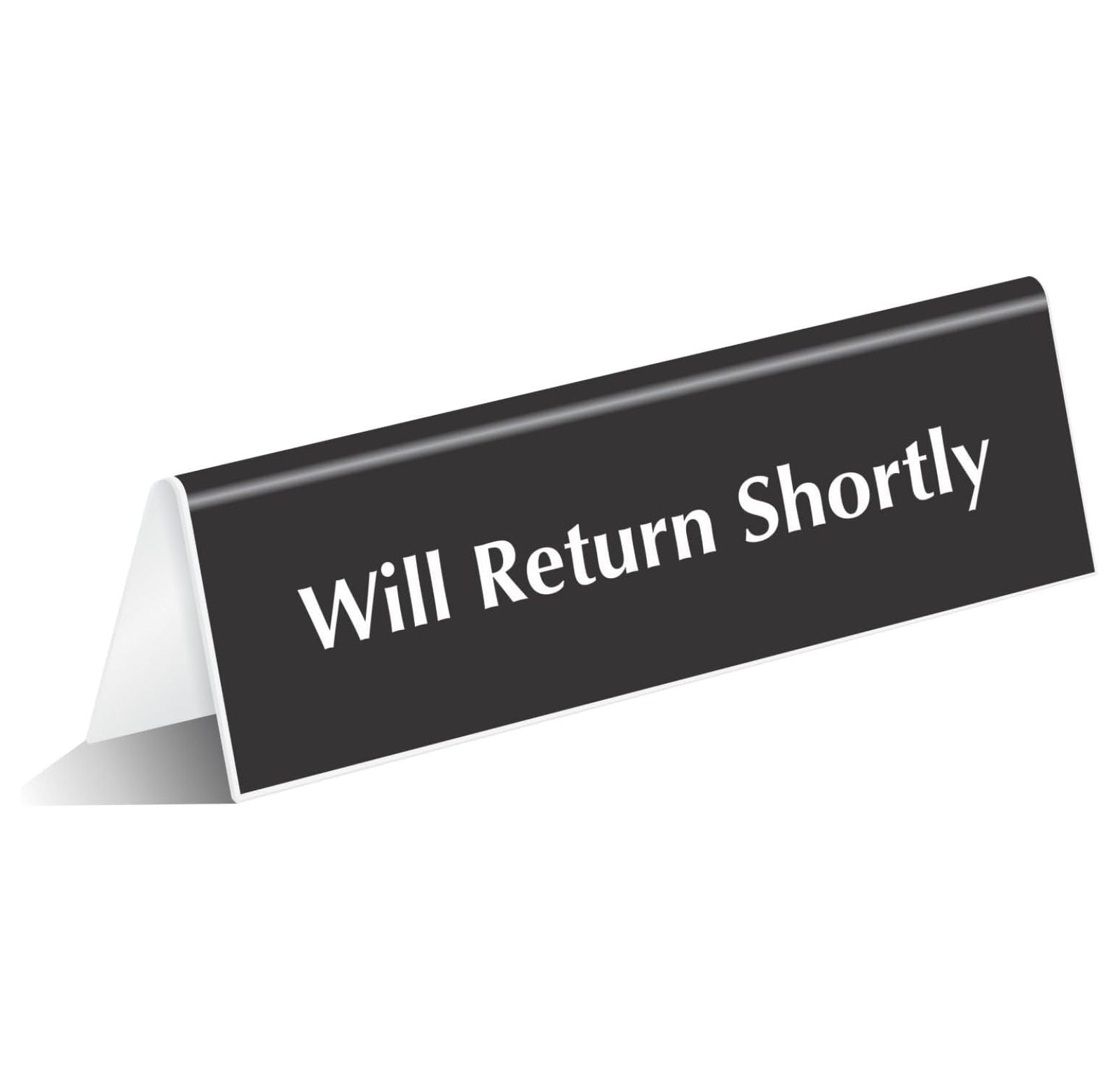 ZRQarq Will Return Shortly Desk Sign, 2" x 6" V-shaped Table Top Sign ...