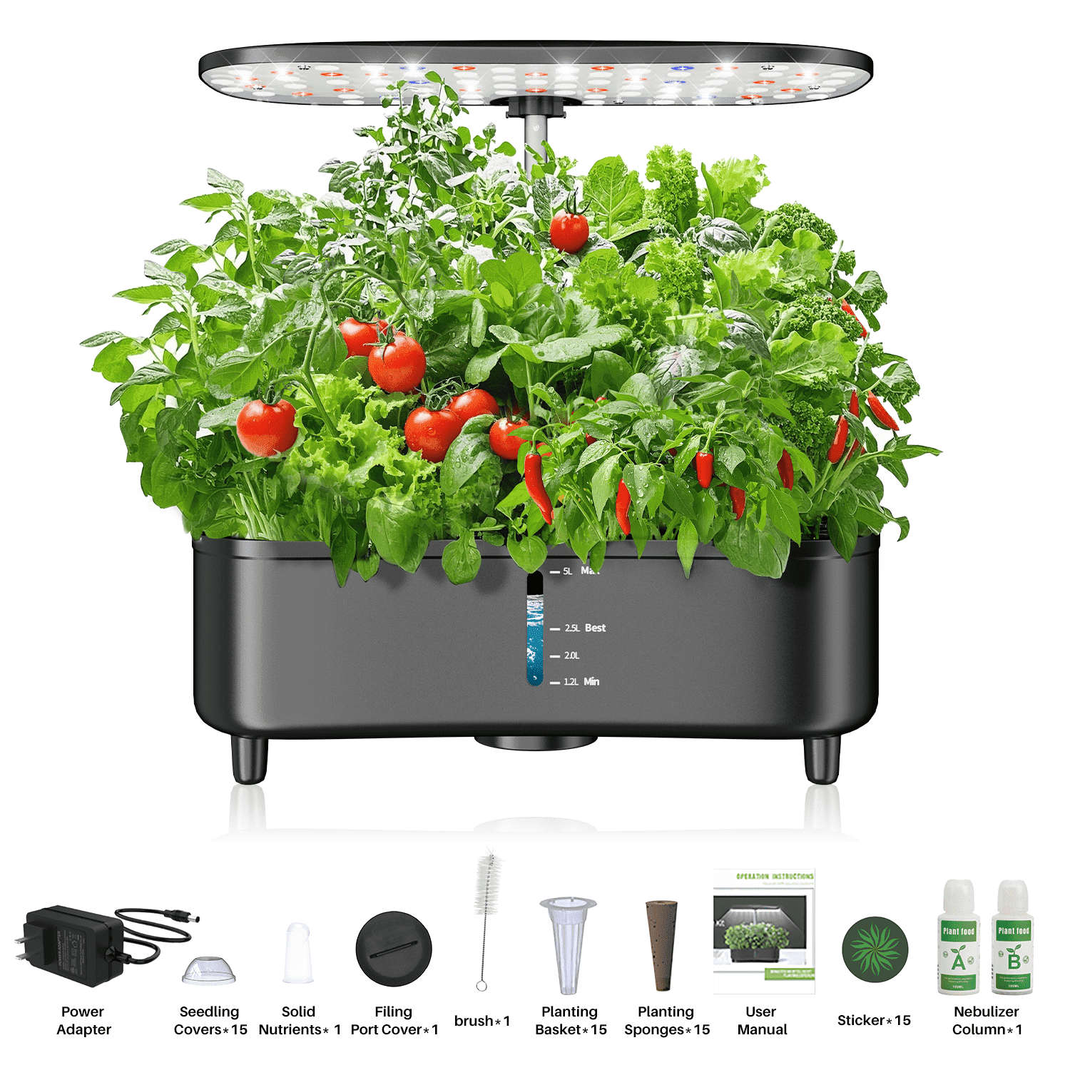 ZRSDIXKI Misting 15 Pods Hydroponic Growing System Herb Garden Kit ...