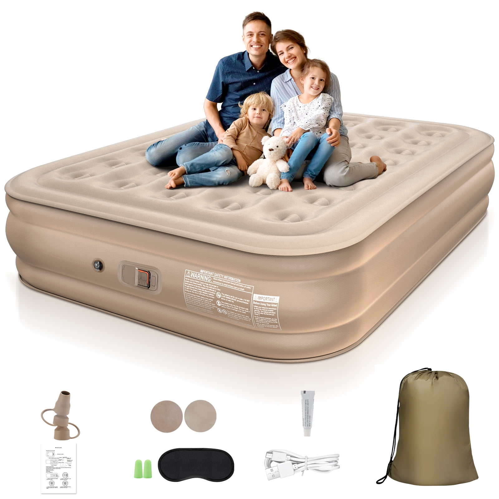 ZRSDIXKI Queen Inflatable Air Mattress Blow up Mattresses with Built in ...