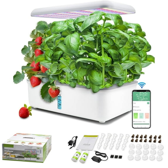 ZRSDIXKI Smart 14Pods Hydroponic Growing System, WiFi Control, LED Grow ...