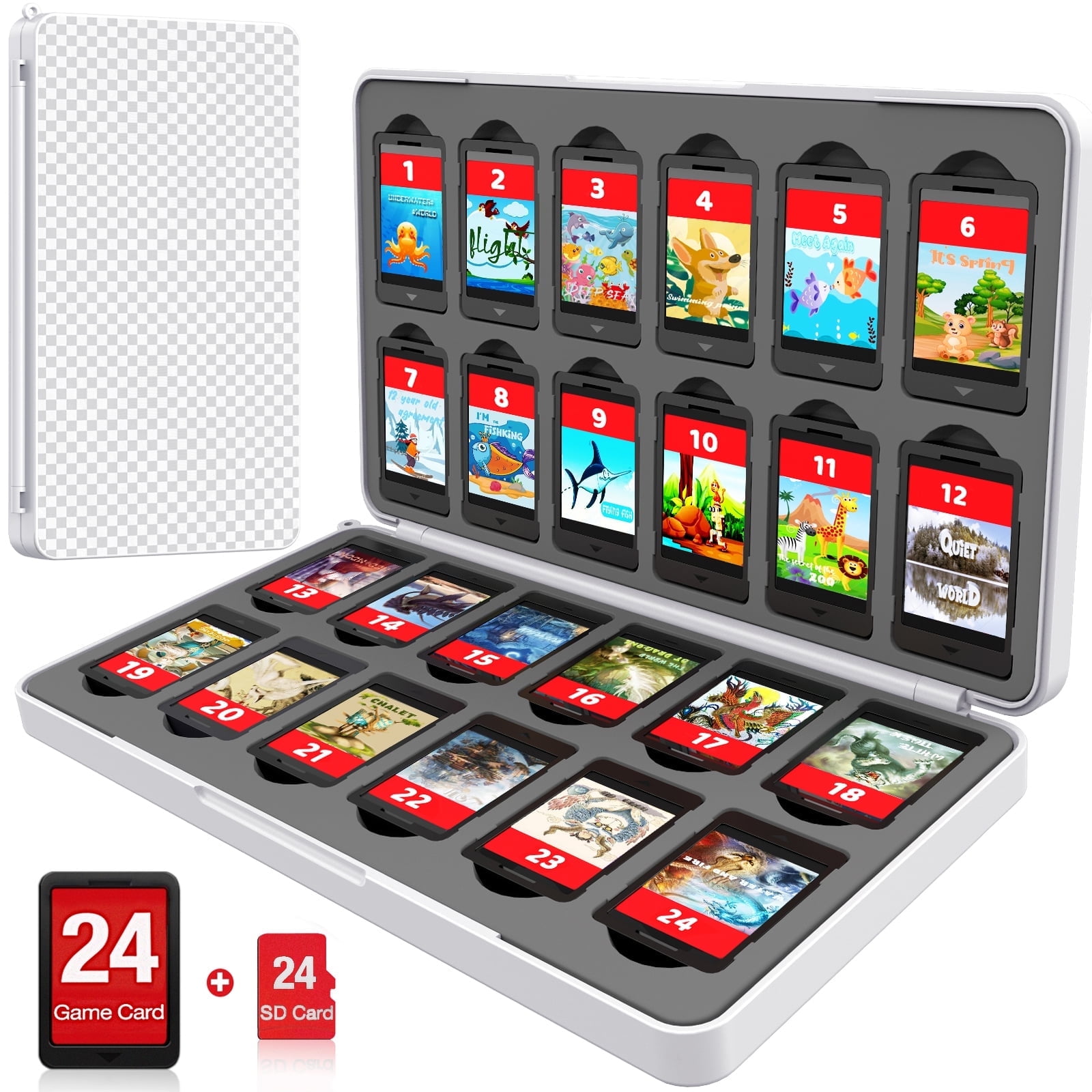 ZRZLMVP Switch Game Case Storage 24 Games Card and 24 Micro SD ...