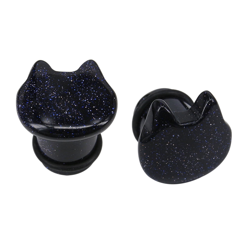 ZS 1 Pair Cat Ear Plug Single Flare Ear Tunnel Gauge Stretcher Stone ...