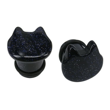 ZS 1 Pair Double Falre Ear Tunnel Plugs Expander Black Wood Ear Gauges ...