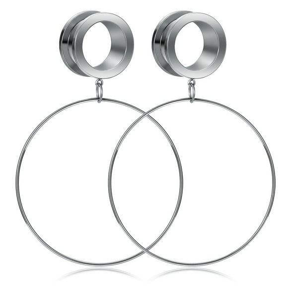 1 Pair saddle gauges earring with Natural Stone Dangle Ear Gauges Plugs ...