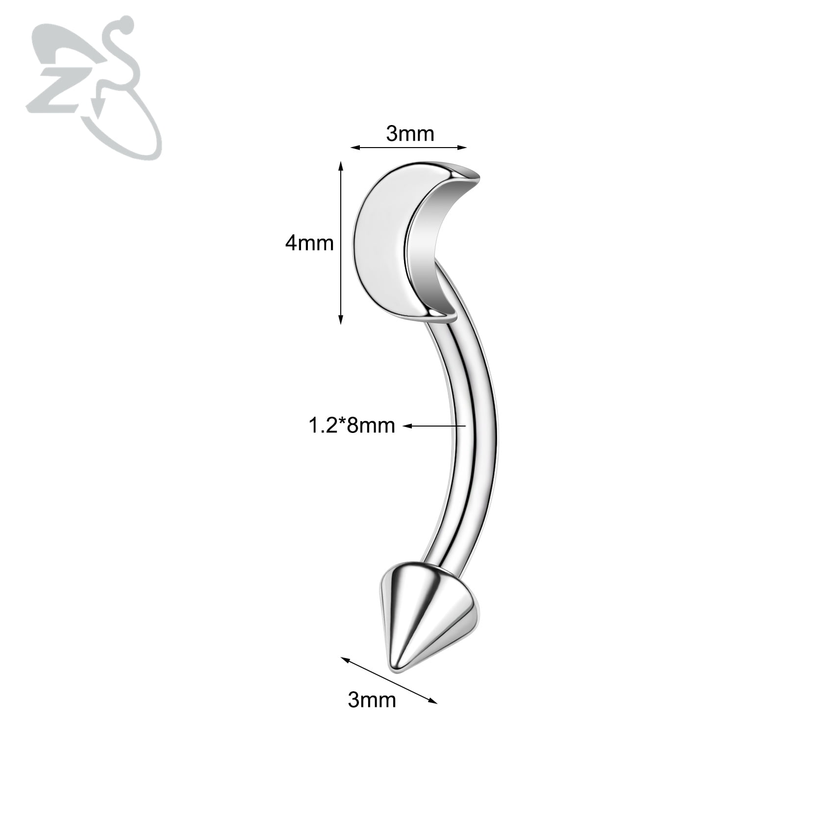 ZS 1 Piece 16G/20G Stainelss Steel Eyebrow Piercing Men Punk Rock ...