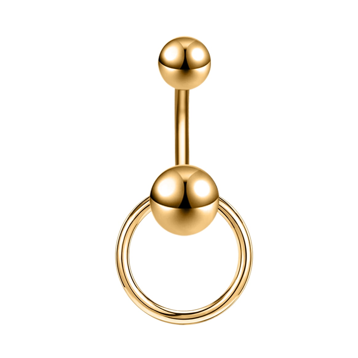 ZS 1 Piece Gold Color Stainless Steel Belly Ring Flower Heart CZ ...