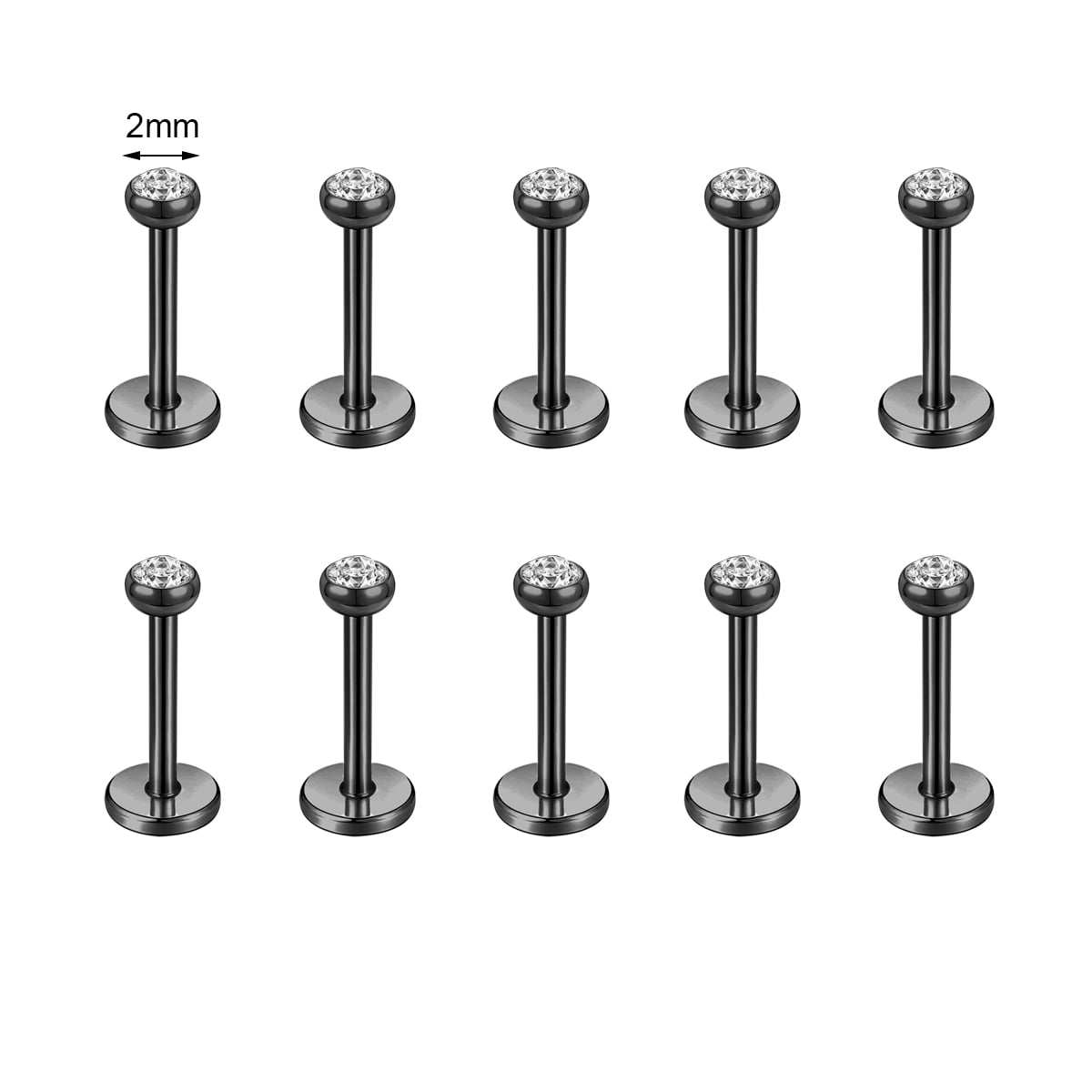 ZS 10 Pcs/lot Gold Color 16/18G Stainless Steel Labret Lip Piercing Men ...