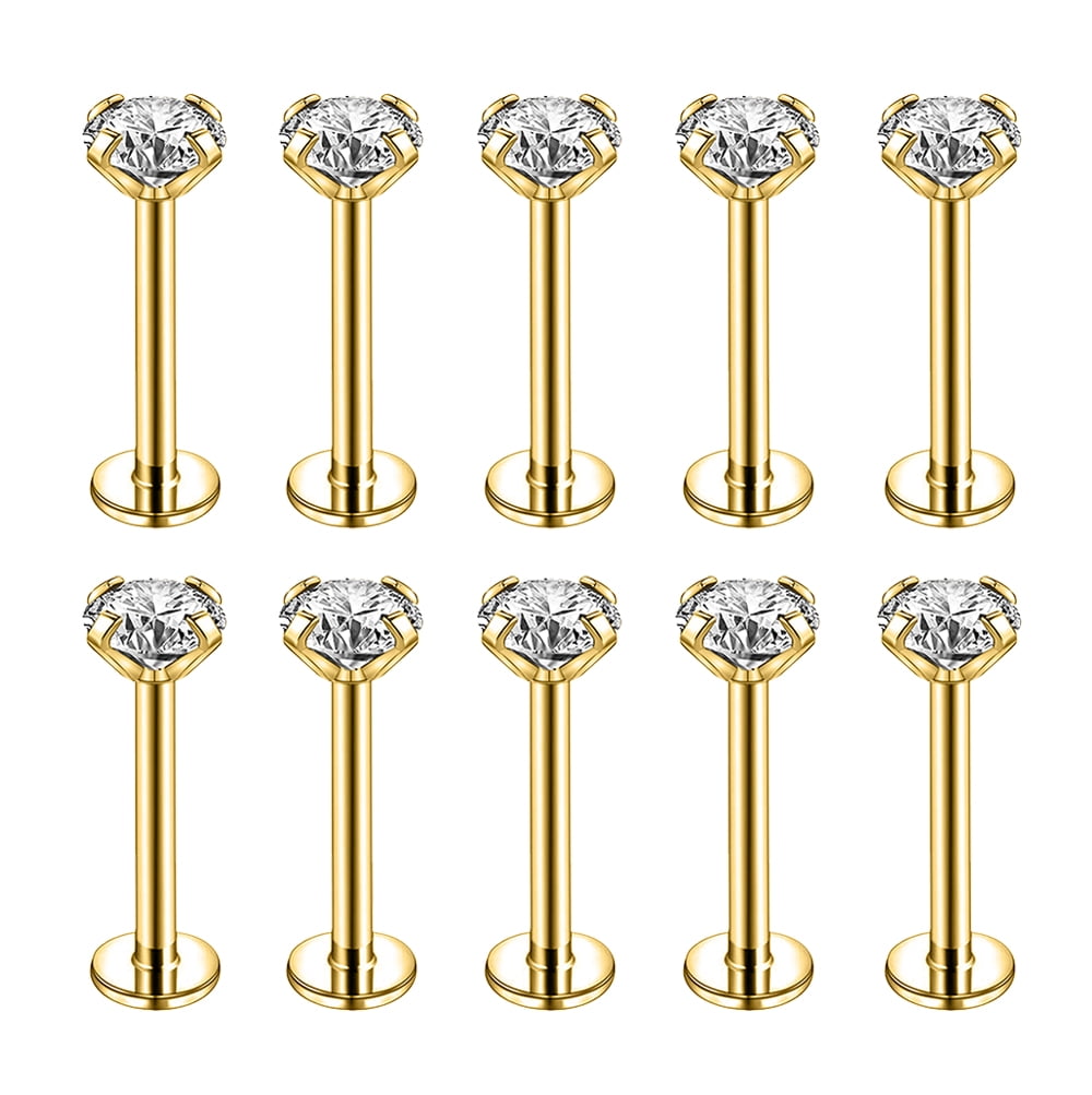ZS 10Pcs/Set Lip Labret Rings Piercing Zircon Monroe Medusa Piercing ...