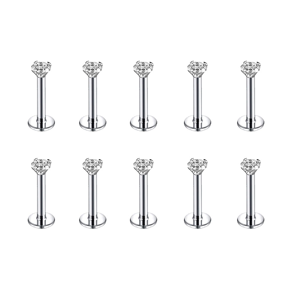 ZS 10Pcs Lip Labret Rings, Zircon Monroe Medusa Piercing, Helix Conch ...