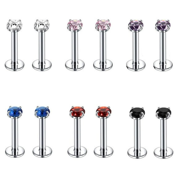 16G Internal Thread Flat Back Earrings Nose Studs 316L Surgical Steel ...