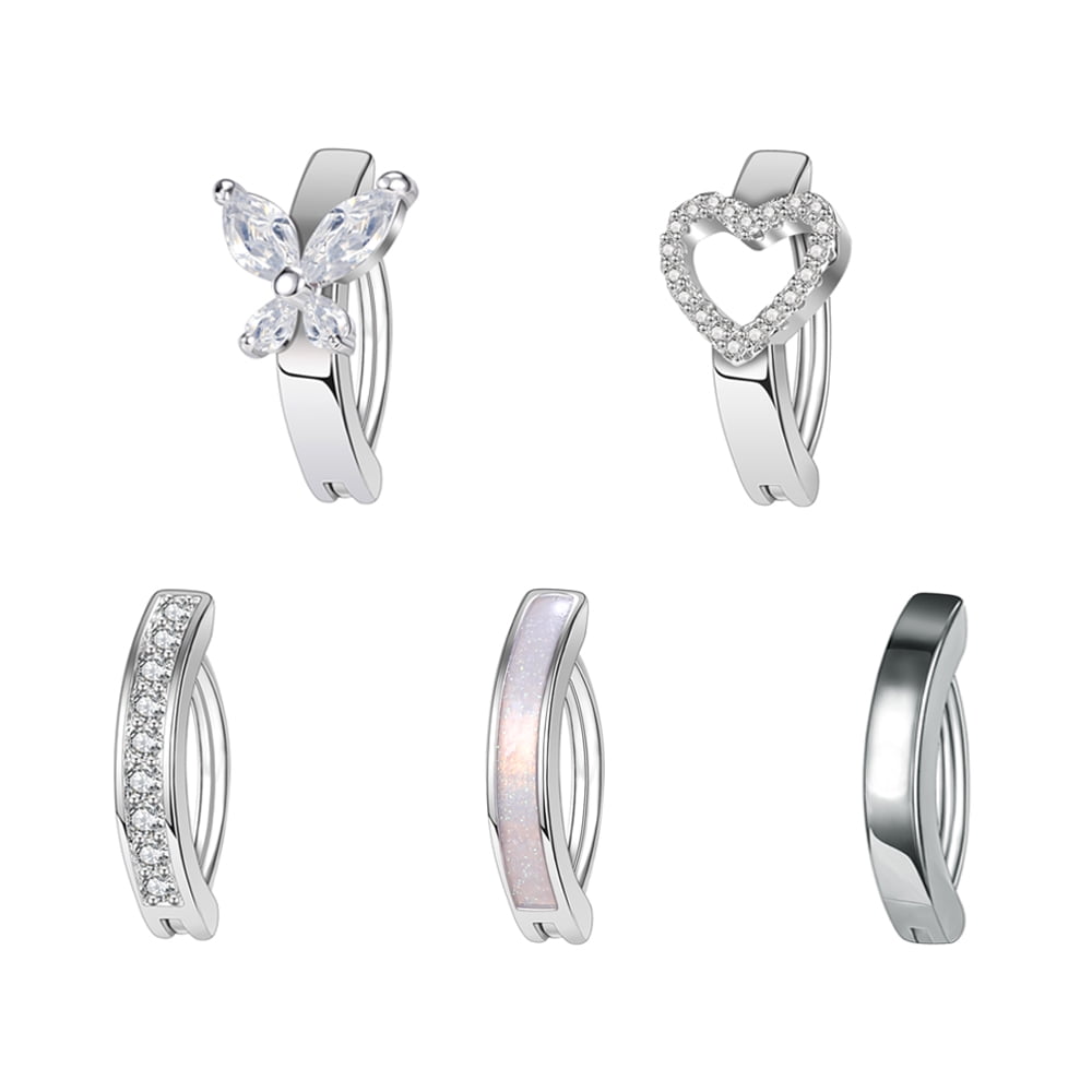 ZS 14G 5Pcs Zirconia Reverse Curved Belly Rings Simple Navel Rings ...