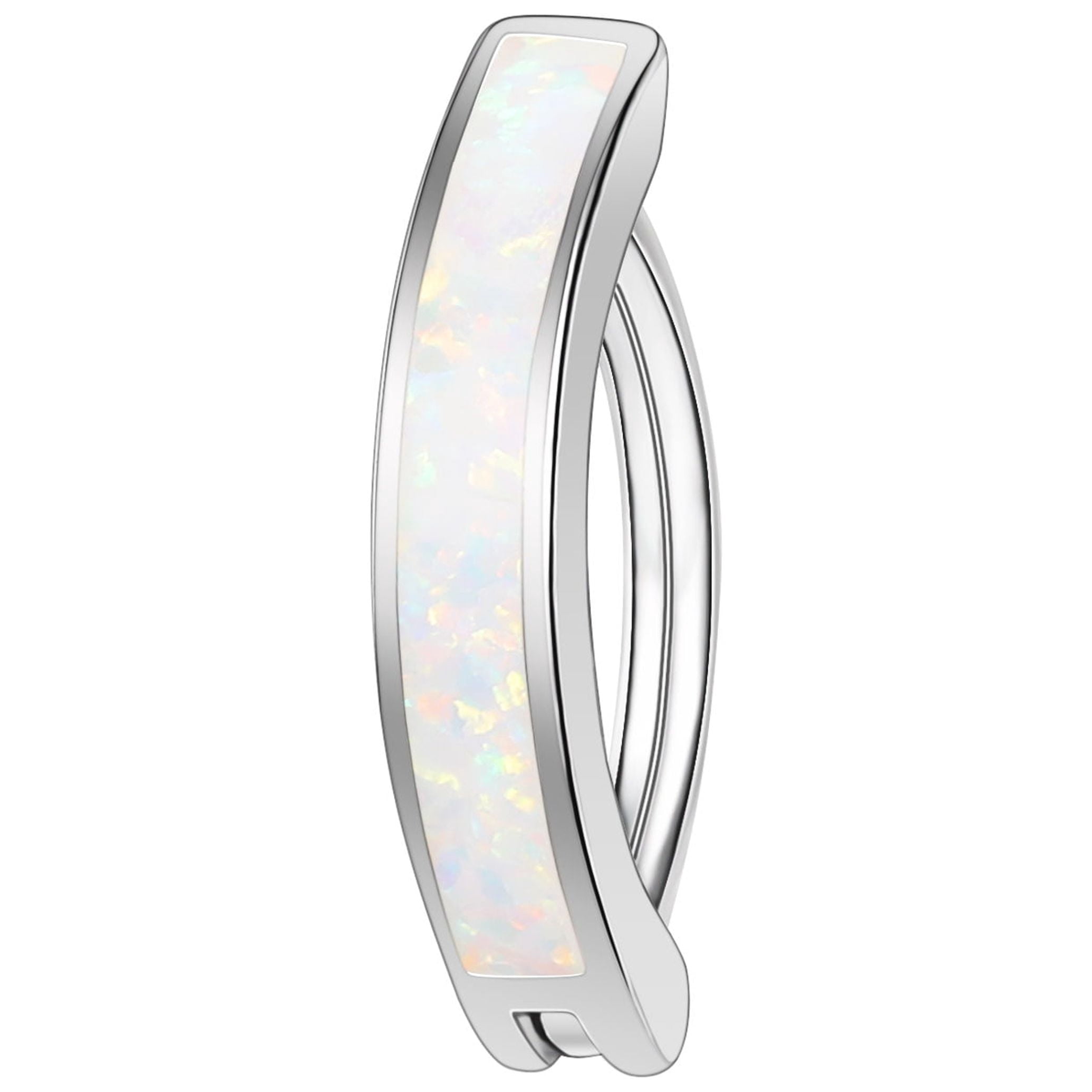 ZS 14G 925 Sterling Silver Reverse Curved Belly Rings Opal Navel ...