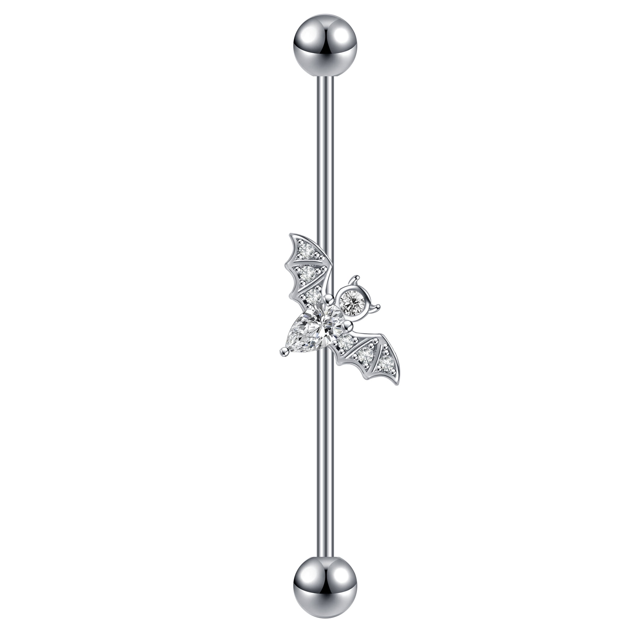 ZS 14G Bat Industrial Barbell Jewelry Punk Style Cartilage Conch Helix ...