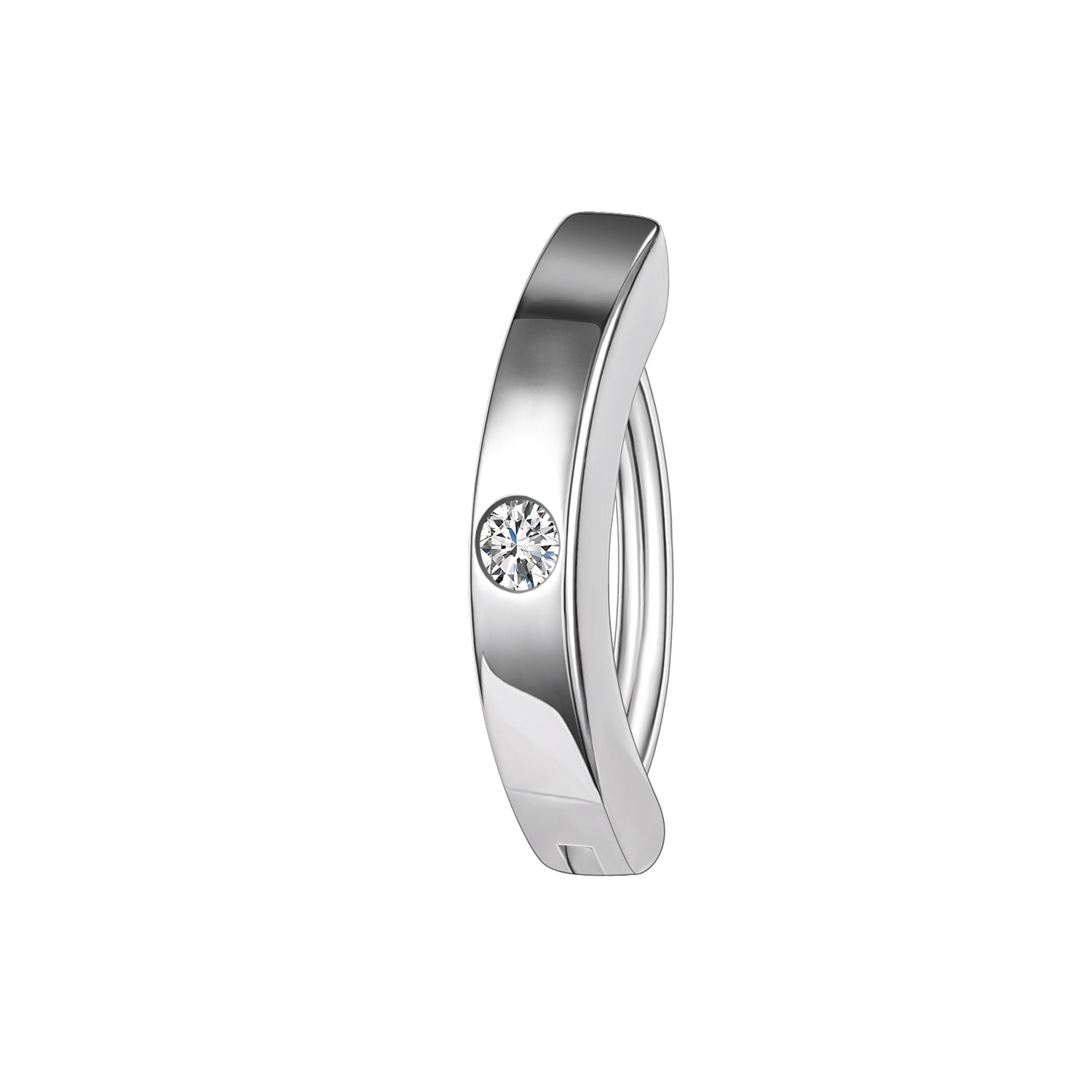 ZS 14G Inset Zirconia Clicker Belly Barbell Rings 925 Sterling Silver ...