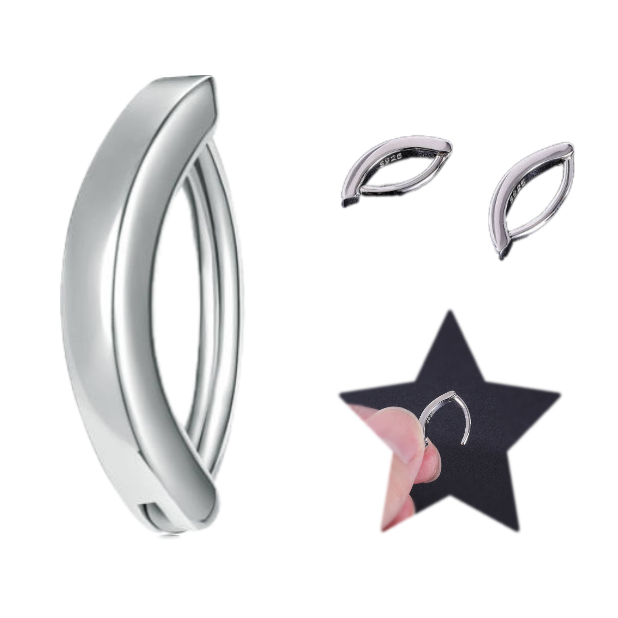 ZS 925 Sterling Silver 16G Clicker Belly Button Rings, Curved Navel ...