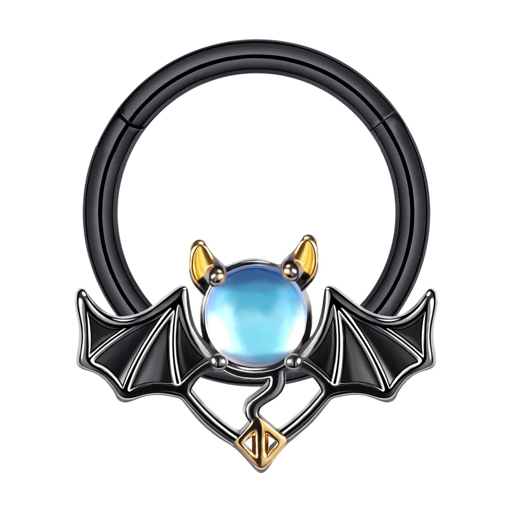 ZS 16G Demon Stone Nose Septum Clicker Bat Cartilage Helix Piercing ...