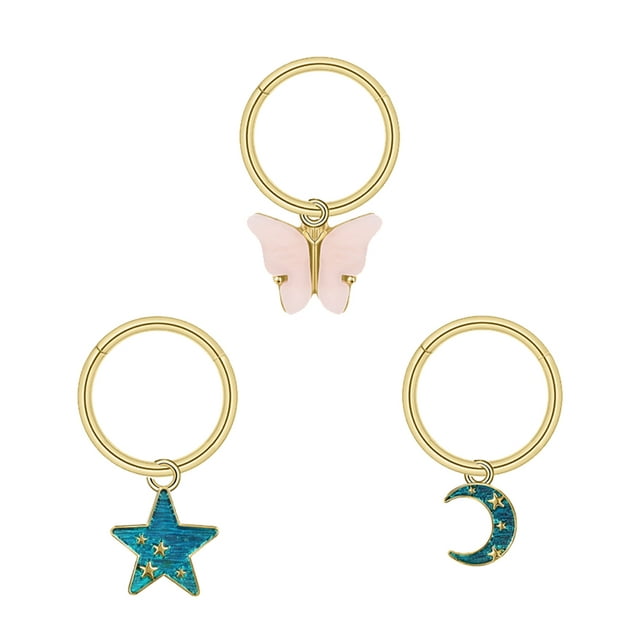 ZS 16G Gold Color Belly Button Hoop Piercing Dangle Belly Navel ...