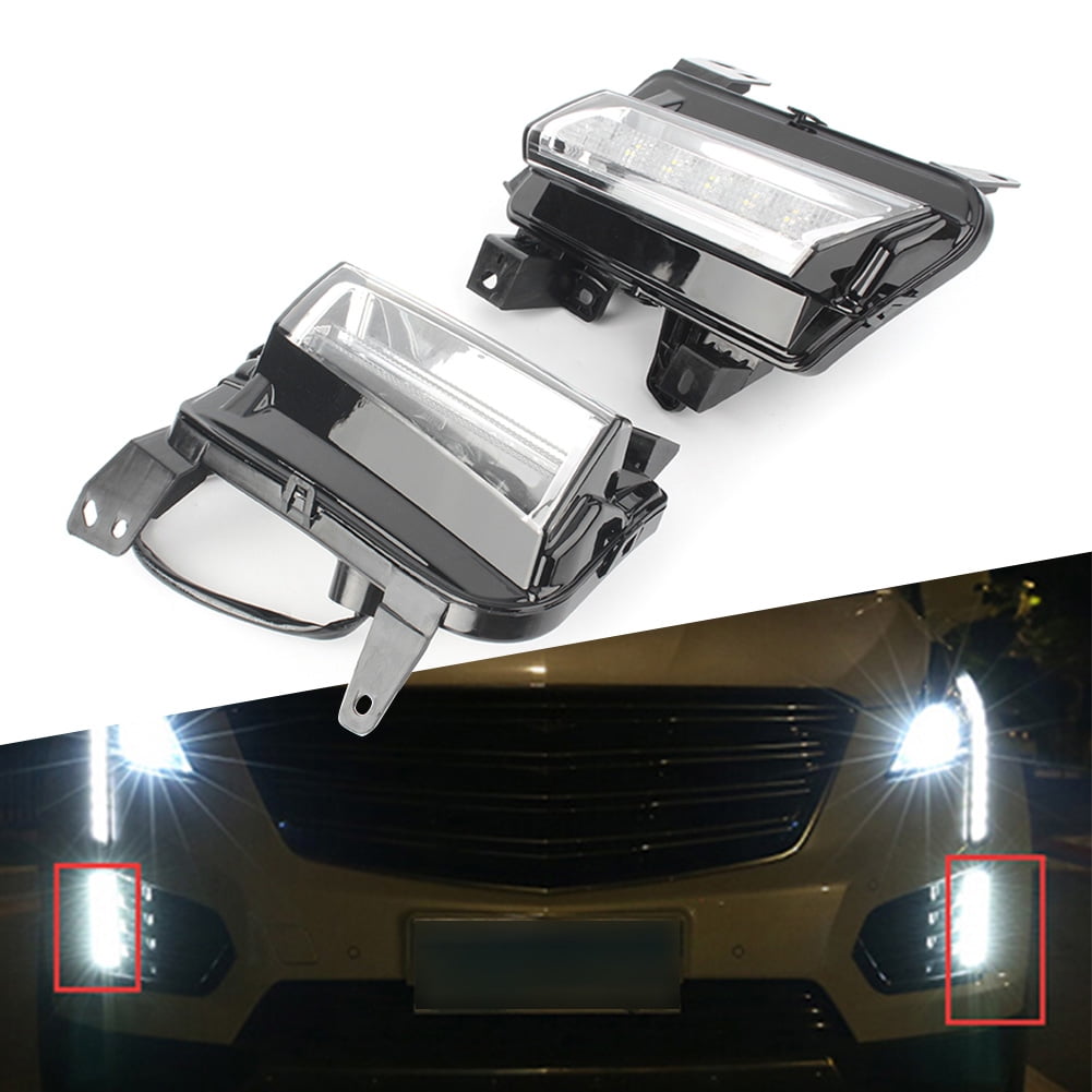ZS 1Pair Chrome Full LED DRL Tube Fog Lamp Complete Set White+Amber ...