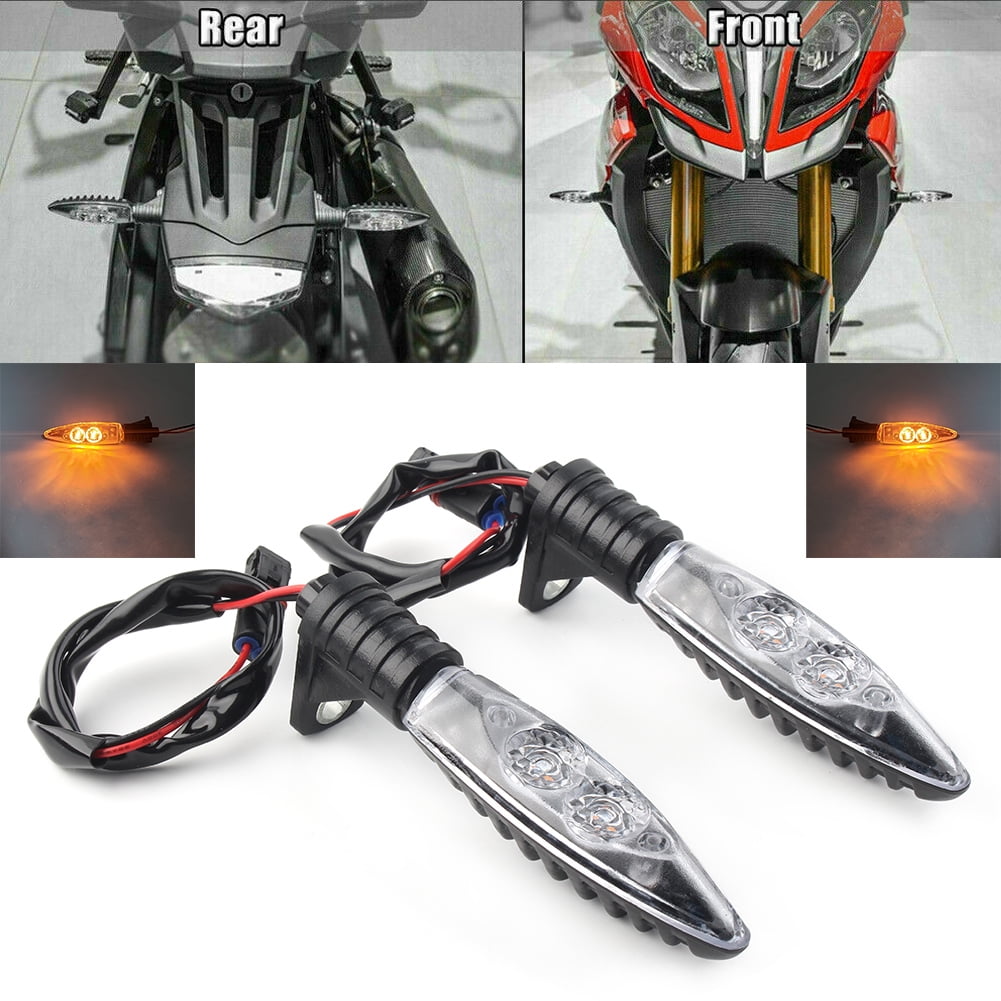 ZS 1Pair Clear Motorcycle Front LED Turn Signal Indicator Blinker Light ...