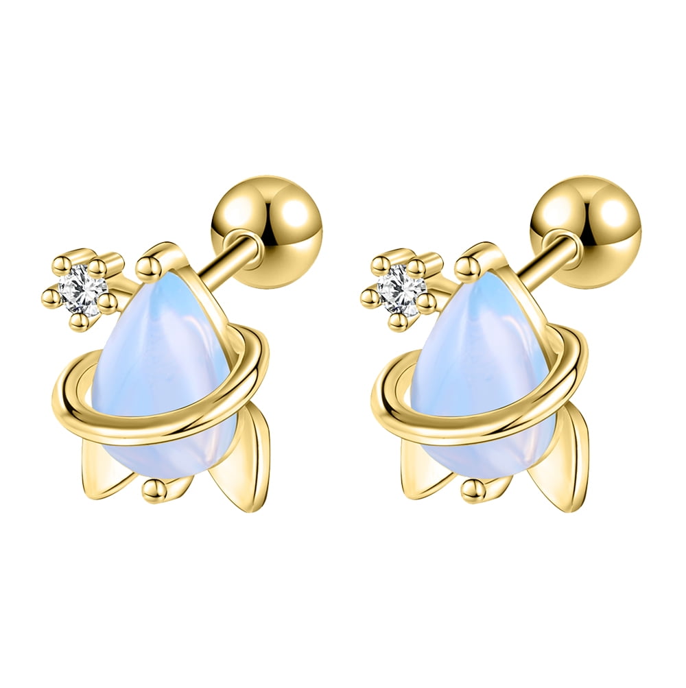 ZS 20G 1 Pair Cute Rocket Stud Earring Opal Cartilage Helix Piercing ...