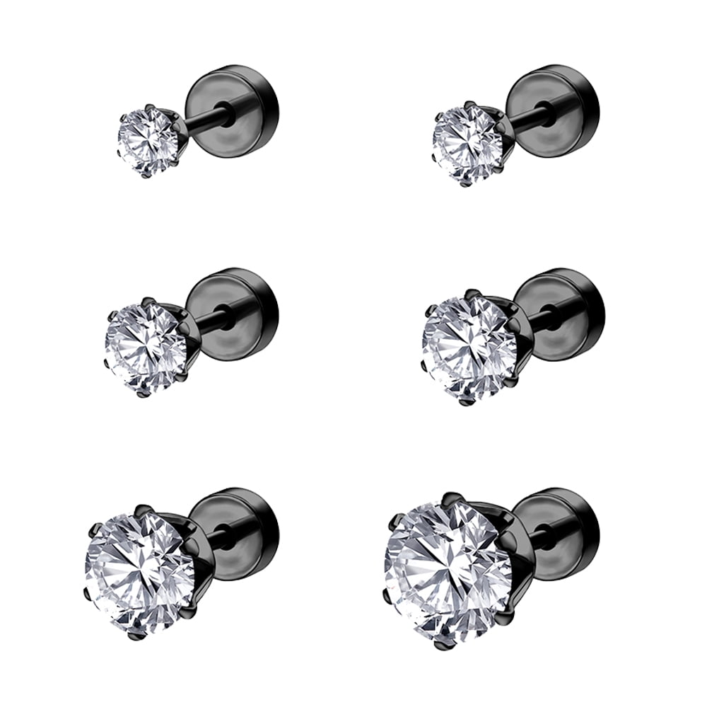 ZS 20G 6Pcs CZ Ear Stud Earring Basic Style Cartilage Conch Helix ...