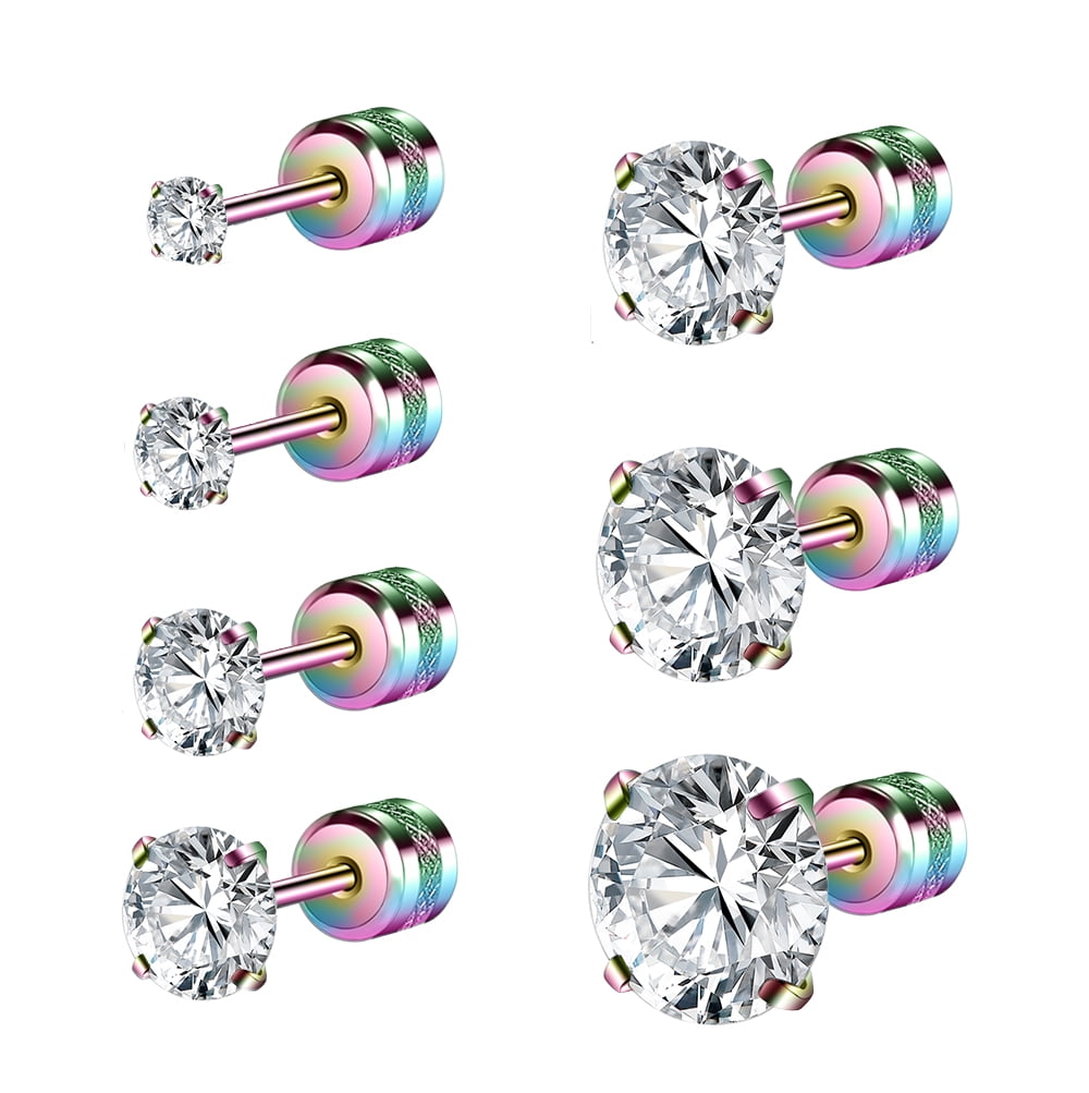 ZS 20G 7Pcs CZ Ear Stud Earring Basic Style Cartilage Conch Helix ...