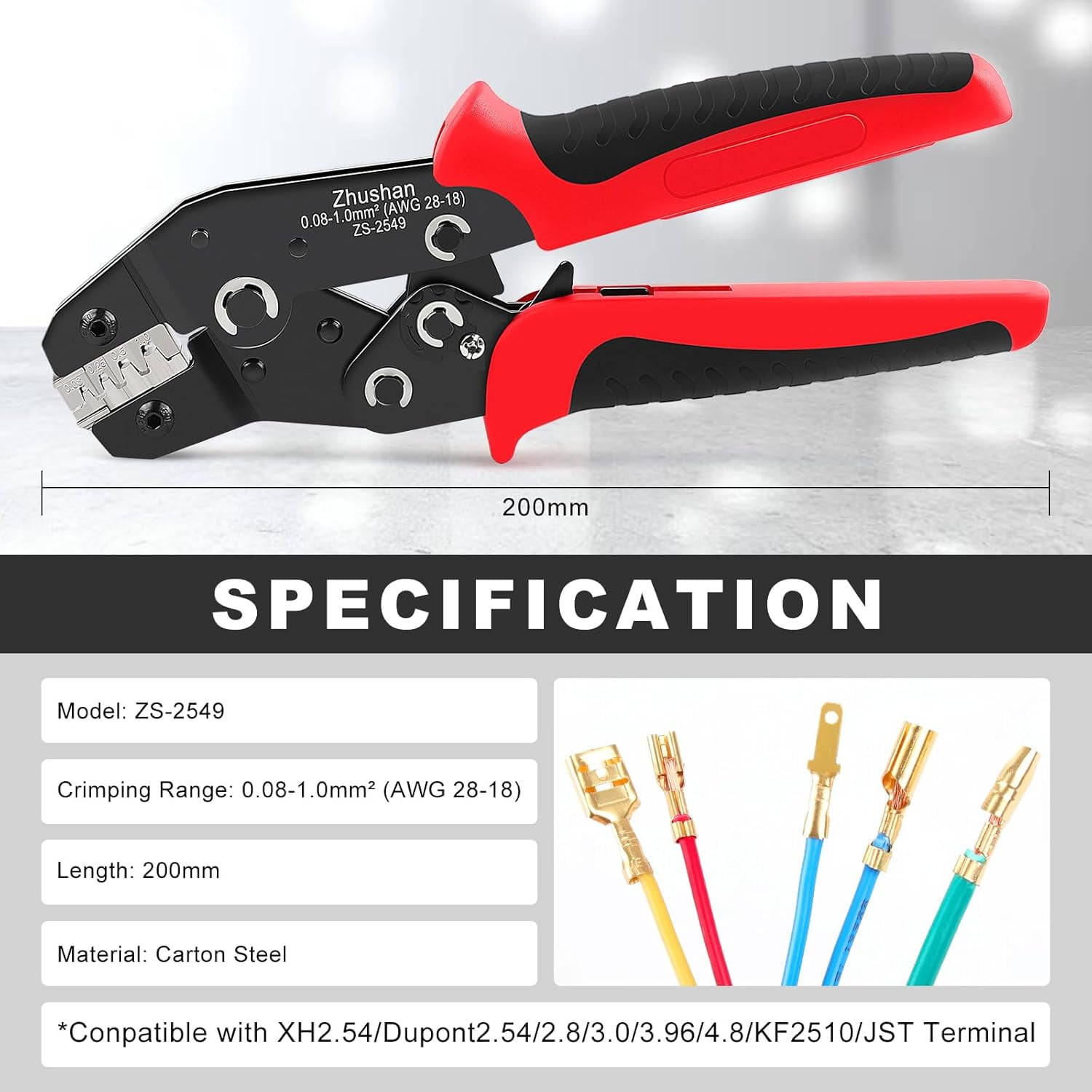 ZS-2549 Precision Ratcheting Crimping Tool for JST, Molex, Dupont Terminals \u2013 Fits ZH 1.5mm ...