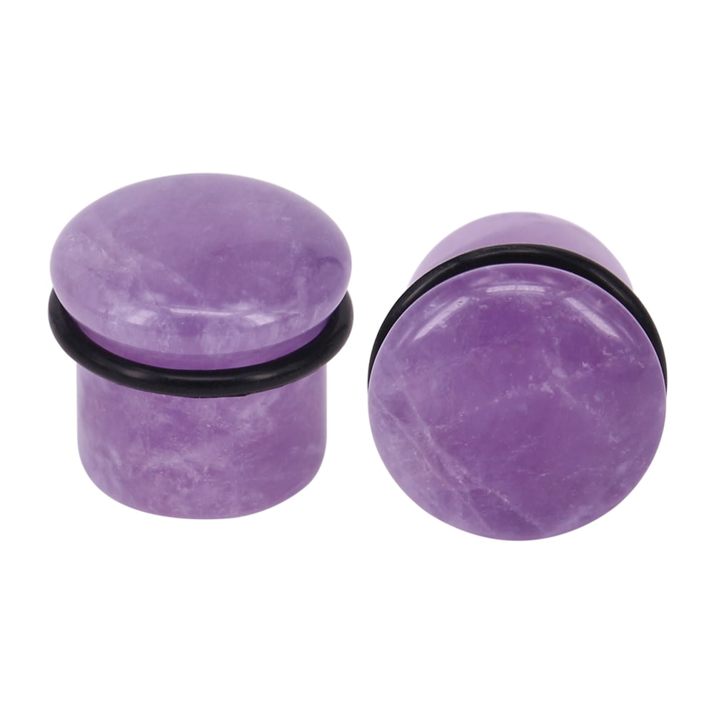 ZS 2Pcs Purple Single Flared Ear Plug Tunnel Natural Stone Ear Gauges ...