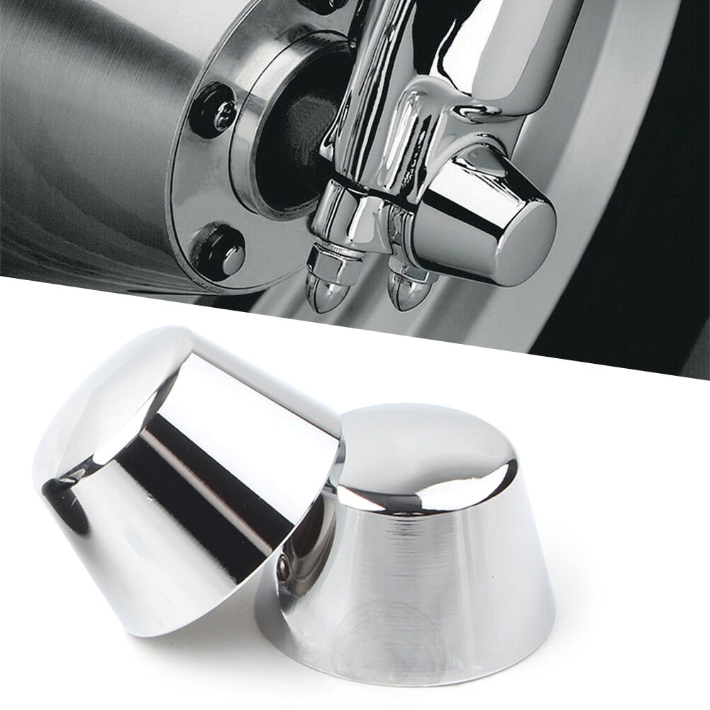 ZS 2X Chrome Motorcycle Front Axle Cap Nut Covers For Harley Davidson ...