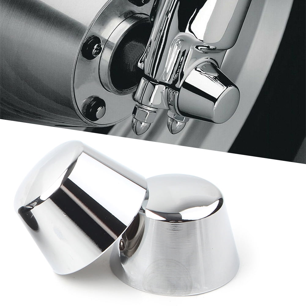 ZS 2X Chrome Motorcycle Front Axle Cap Nut Covers For Harley Davidson ...