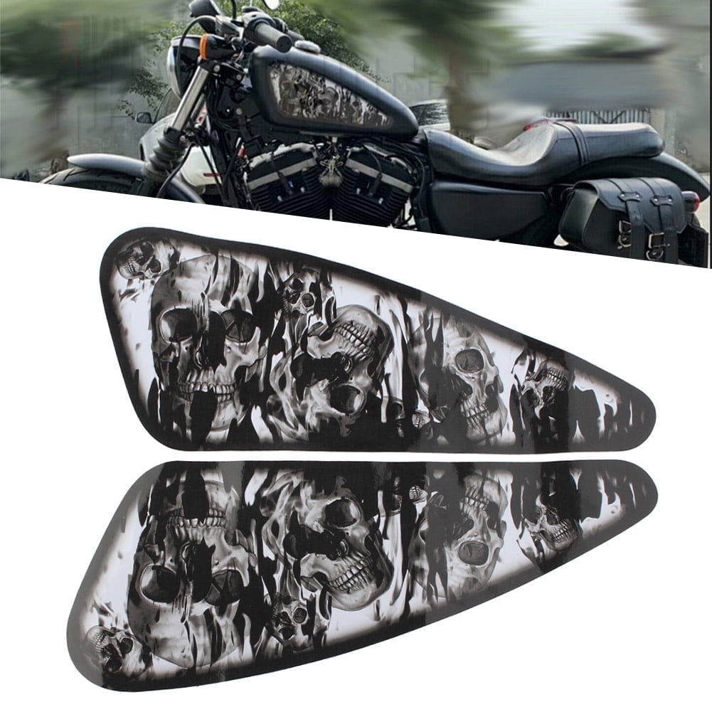 ZS 2x Skull Decals Fuel Gas Tank Stickers Pair for Harley XL883 1200 ...