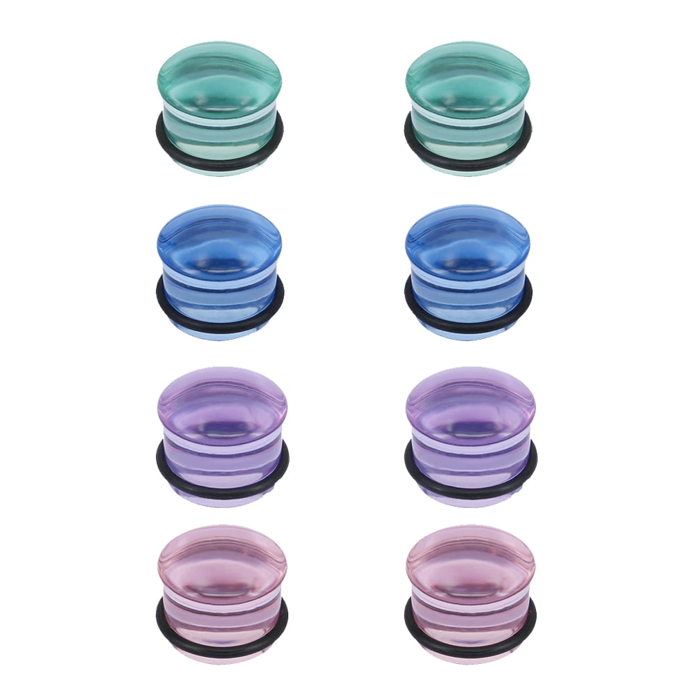 ZS 4 Pairs Glass Ear Gauges Mushroom Ear Plugs and Tunnels Single Flare ...