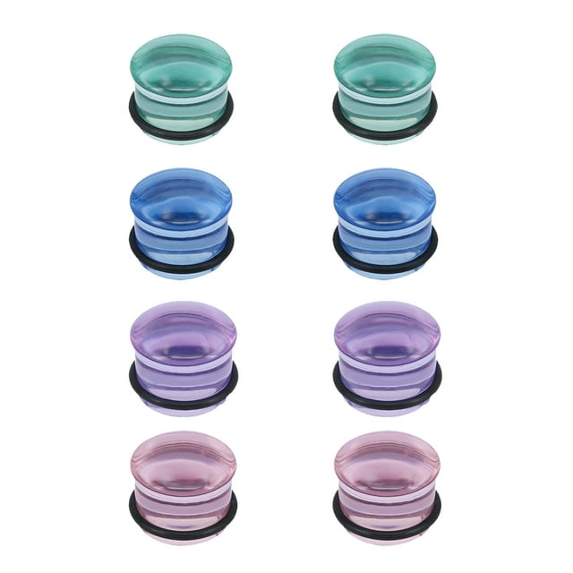 ZS 4 Pairs Glass Ear Gauges Mushroom Ear Plugs and Tunnels Single Flare ...