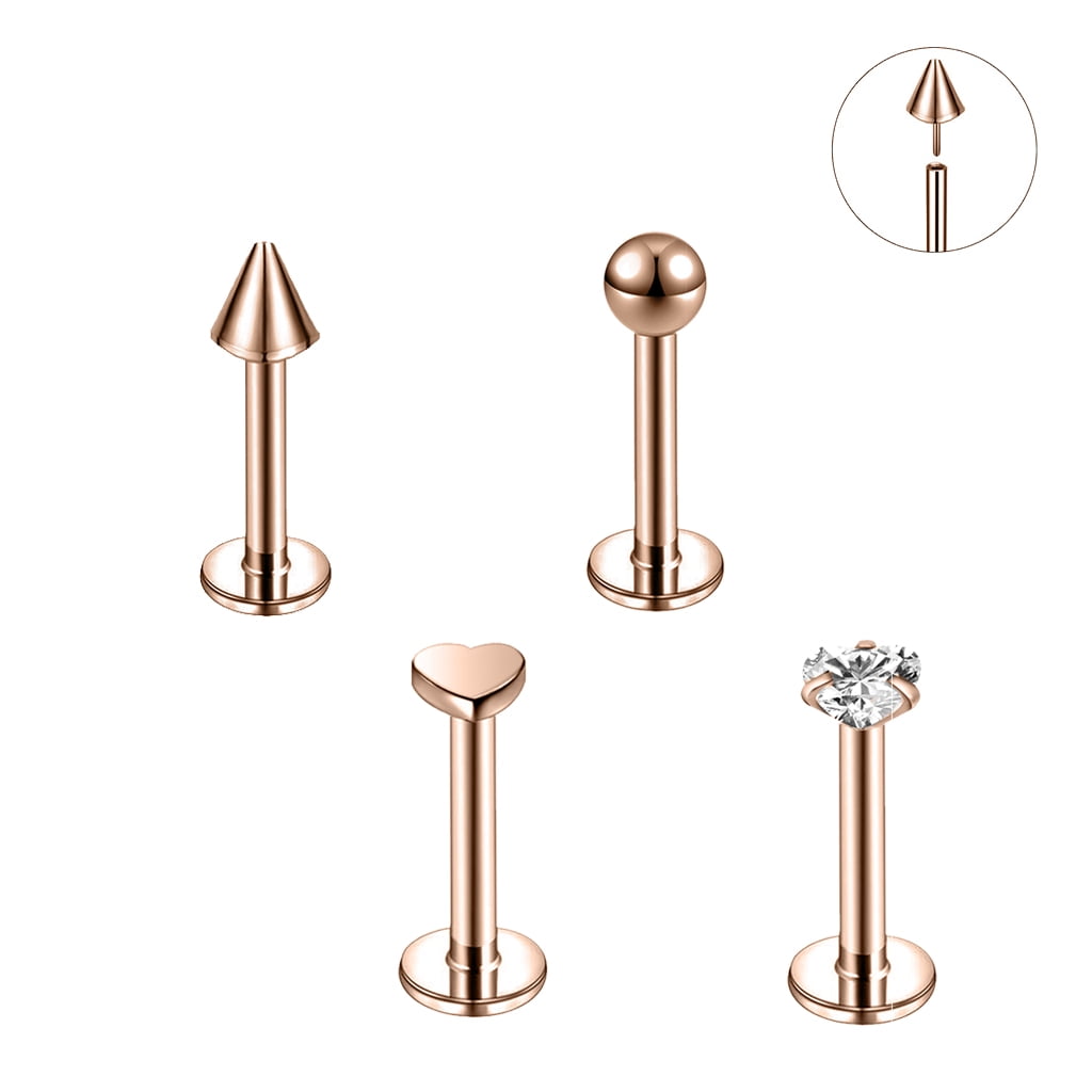ZS 4Pcs 16G Push in Labret Lip Piercing Monroe Medusa Lip Studs Conch ...