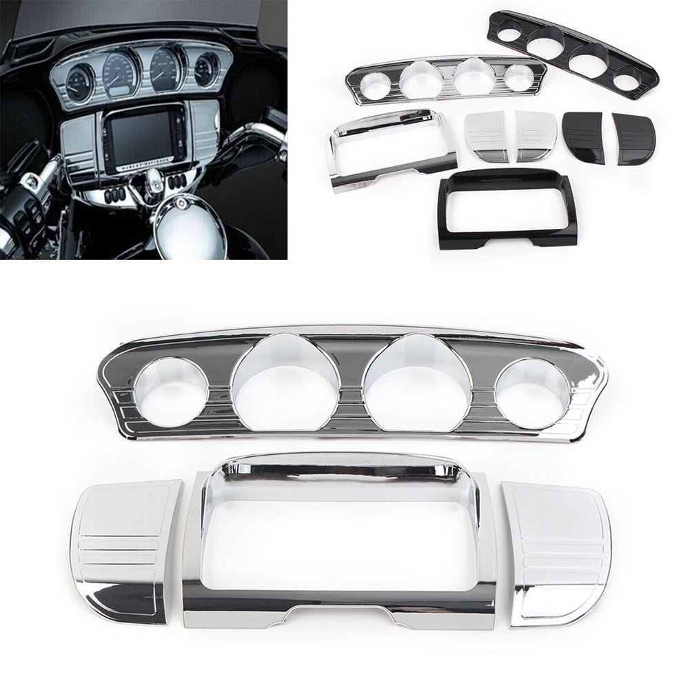 ZS 4Pcs Chrome Motorbike Tri Line Gauge Stereo Accent Trim ABS ...