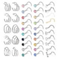 ZS 60Pcs/Set Crystal Nose Hoop Rings Heart Star Cross Nose Corkscrew ...
