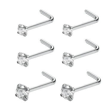 9-12PCS 20g Surgical Stainless Steel Nose Stud Ring Piercing Nose Bone ...