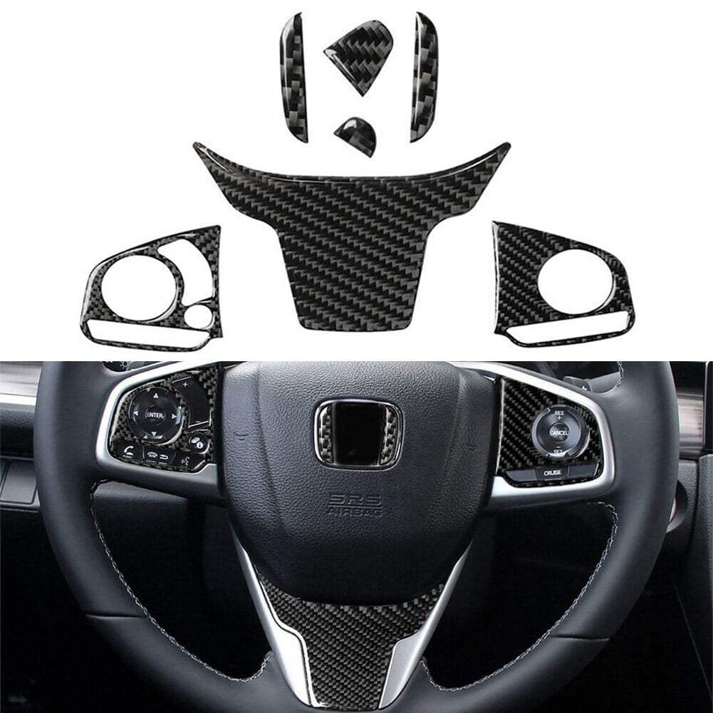 ZS 7Pcs Carbon Fiber Interior Steering Wheel Sticker Trim For Honda ...