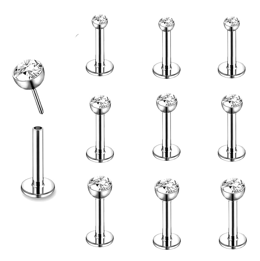 ZS 9Pcs/Set 16G Push in Labret Lip Studs Rings Threadless Monroe Medusa ...