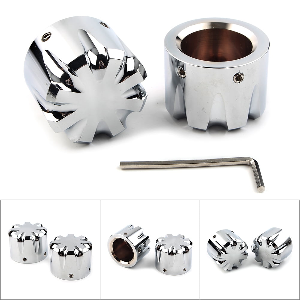 ZS Chrome Motorbike Front Axle Nut Cap Cover Bolts for Harley Touring ...